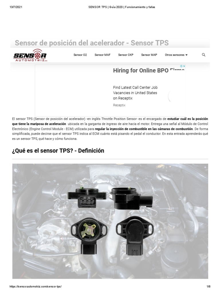 SENSOR TPS - Guía 2020 - Funcionamiento y Fallas | PDF | Acelerador ...