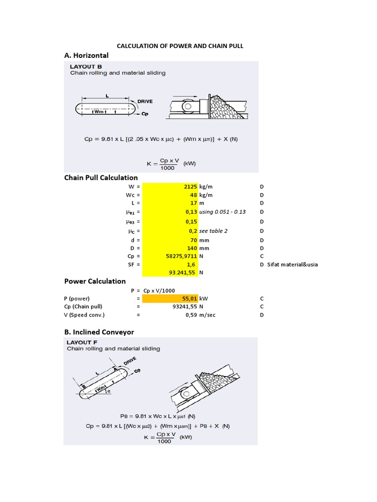 Chain Conveyor Power and Pull Calculations | PDF | Mechanical ...