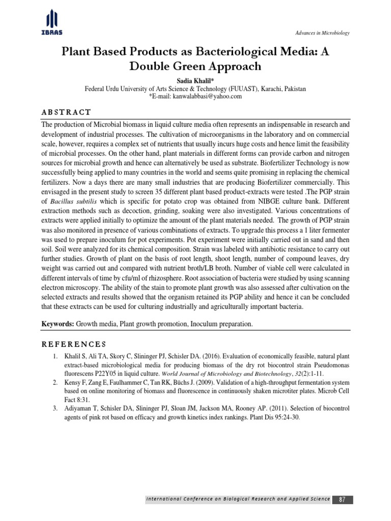 Microbiology Abstract IBRAS 2021 | PDF | Growth Medium | Microorganism