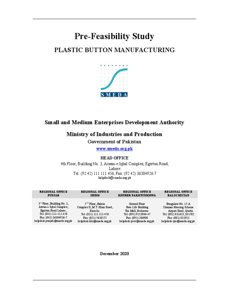 Plastic Button Manufacturing Rs. 16.03 Million Dec - 2020 | PDF ...