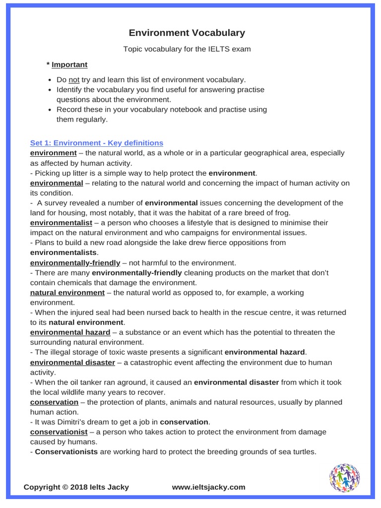 Environment Vocabulary List | PDF | Climate Change | Greenhouse Effect