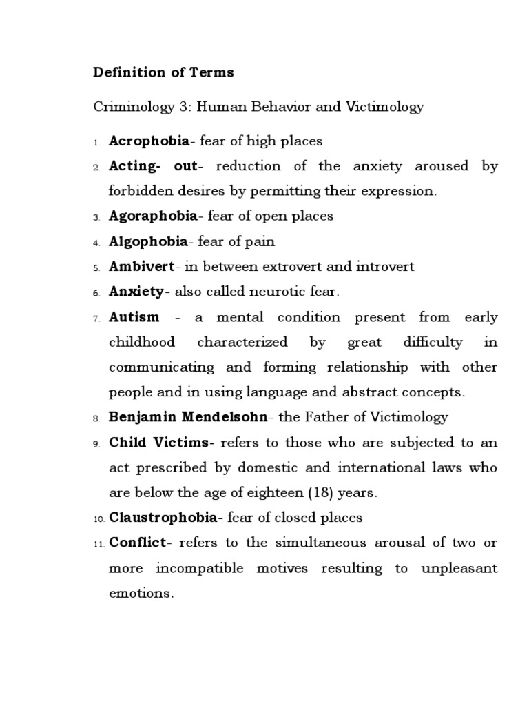 Definition of Terms Part 2 | PDF | Extraversion And Introversion | Emotions