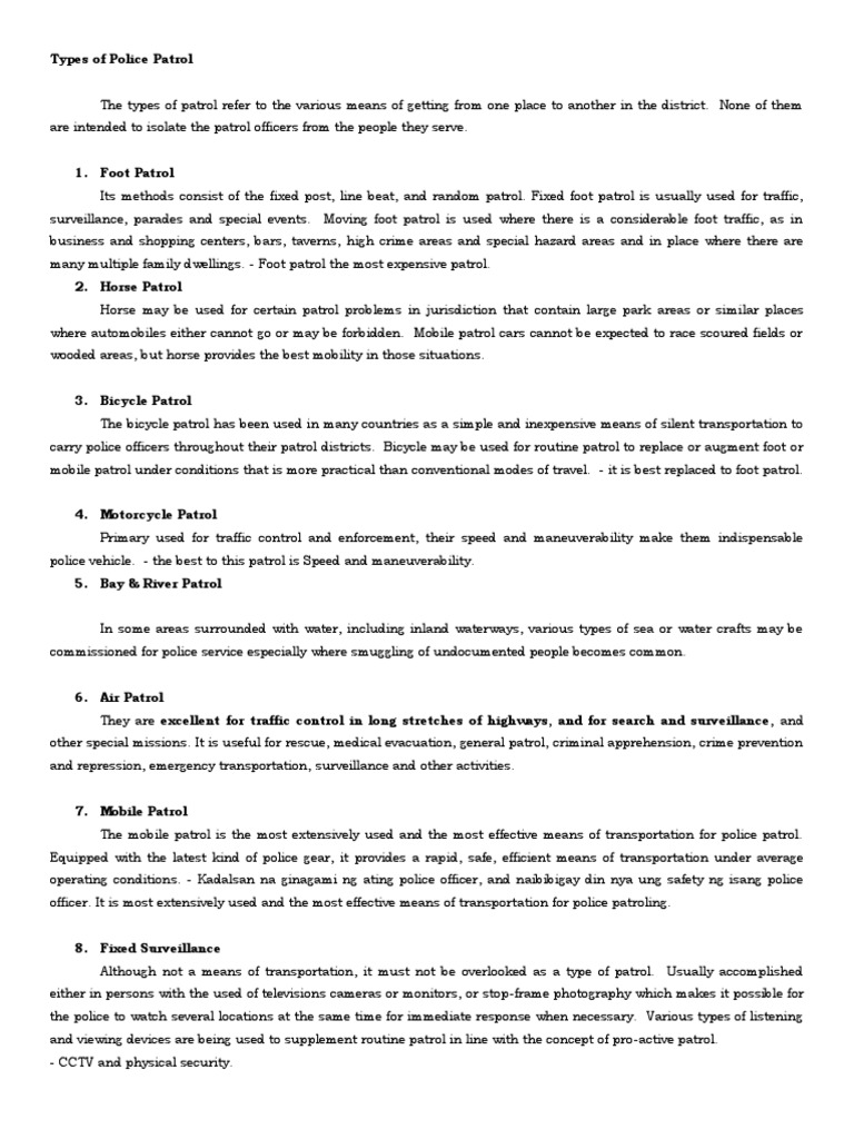 Types of Police Patrol | Download Free PDF | Police | Police Car