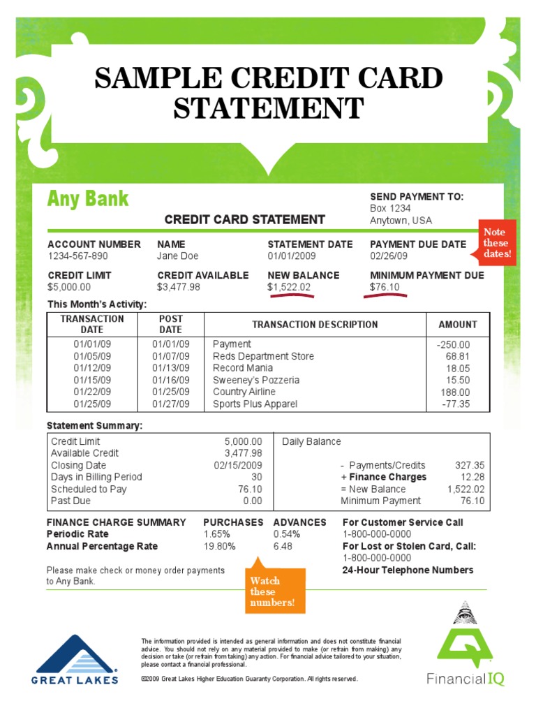 Sample Credit Card Statement Fiq | PDF | Credit Card | Credit