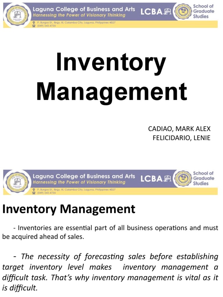 CHAPTER 10 - Inventory Management | PDF | Inventory | Business Process ...