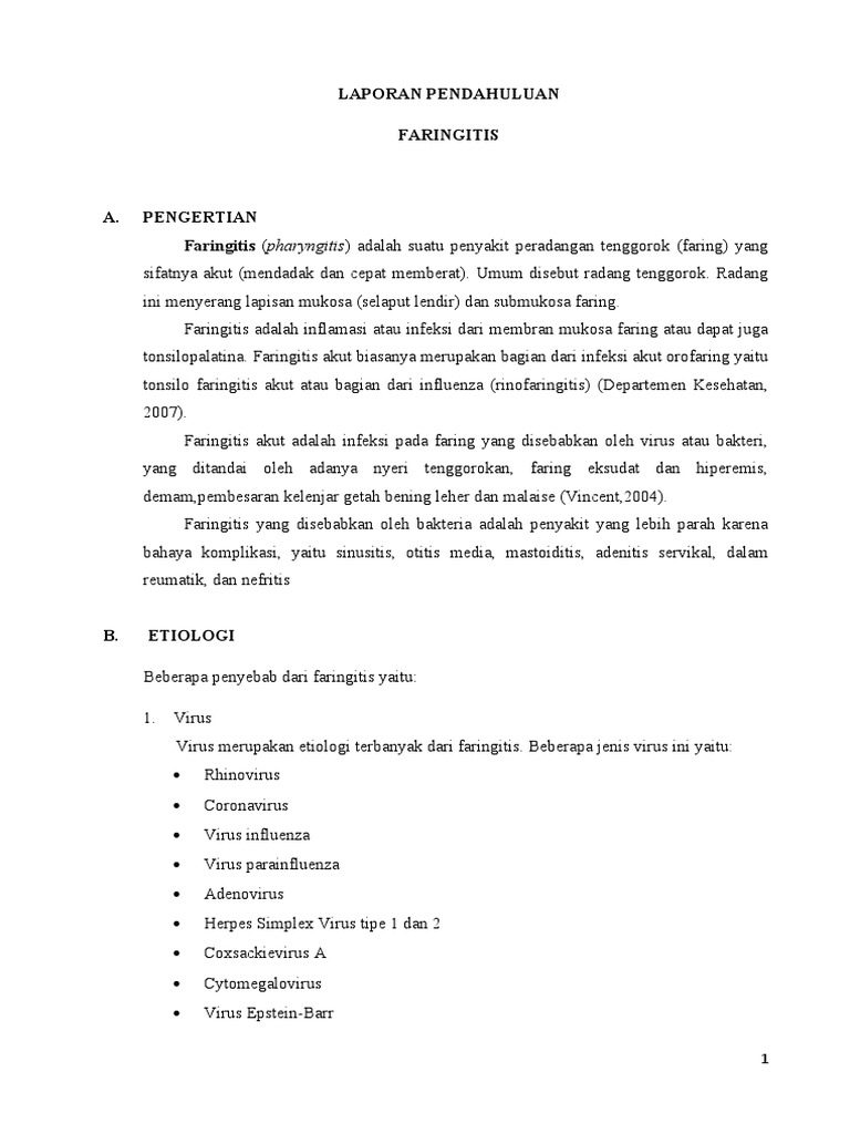 Faringitis: Penyebab, Gejala, dan Penanganan | PDF