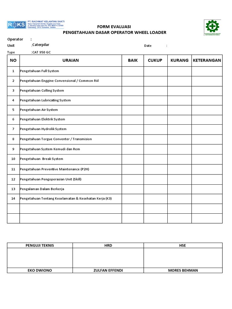 Form Evaluasi Test Alat | PDF