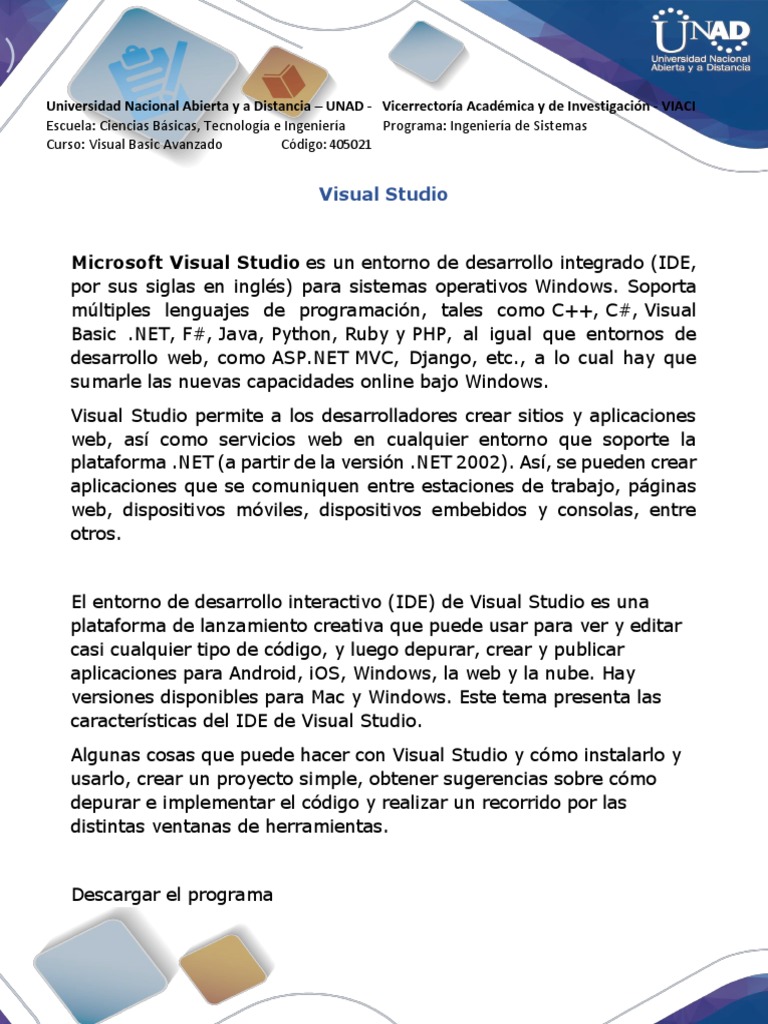 Curso de Visual Basic 2017 Avanzado | PDF | Microsoft Visual Studio | Entorno de desarrollo ...