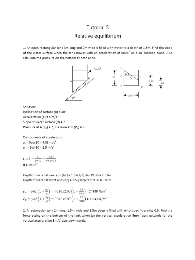 5 Relative Equilibrium Tutorial Solution | PDF