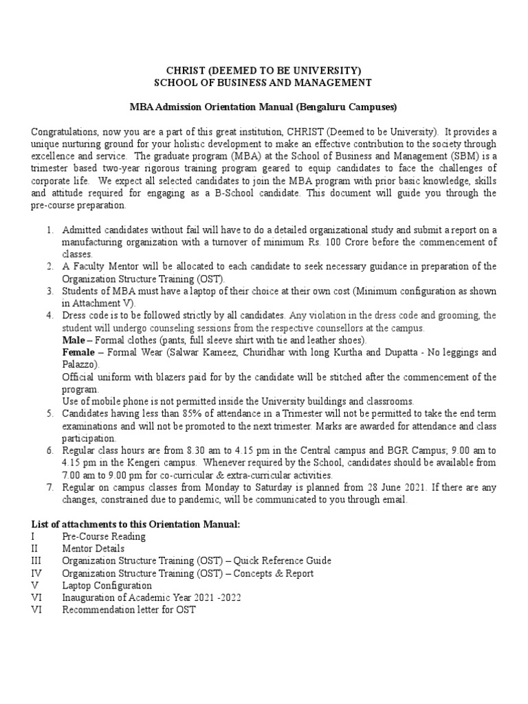 MBA Admission Orientation Guide | PDF | Mentorship | Master Of Business ...