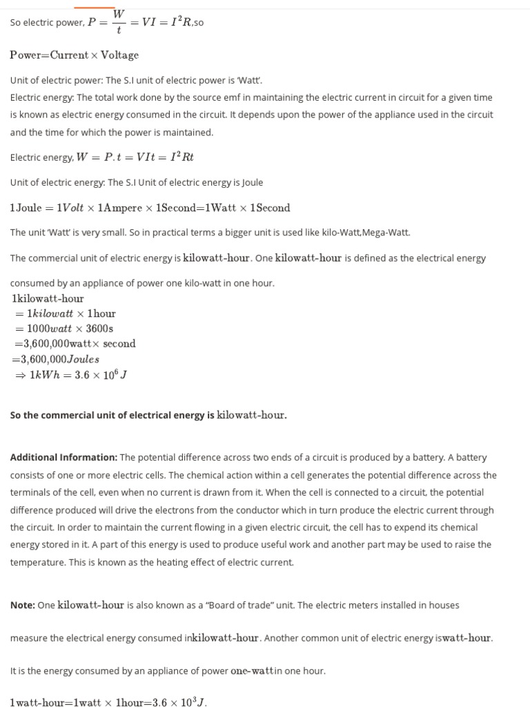 Electric Power and Energy Units Explained | PDF | Voltage | Electric Power