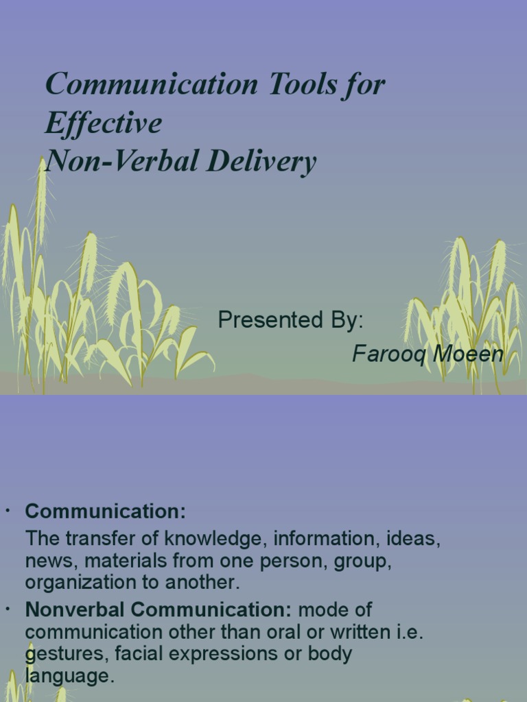Communication Tools For Effective Non-Verbal Delivery | PDF | Nonverbal ...
