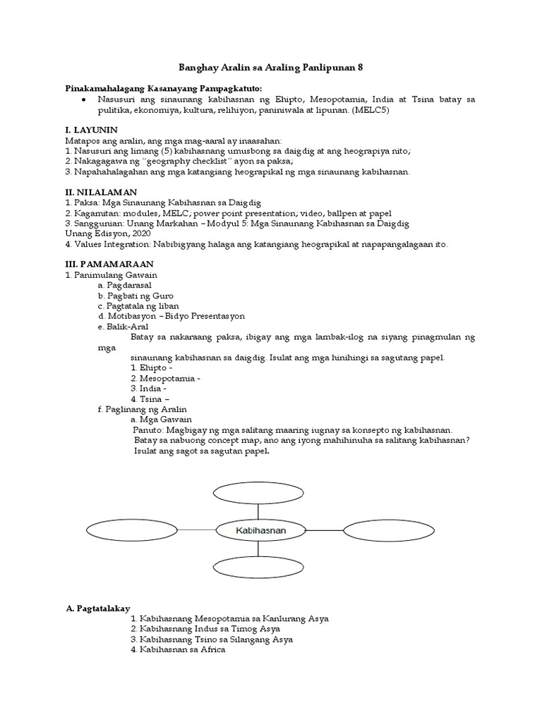 Banghay Aralin Sa Araling Panlipunan 8 | PDF