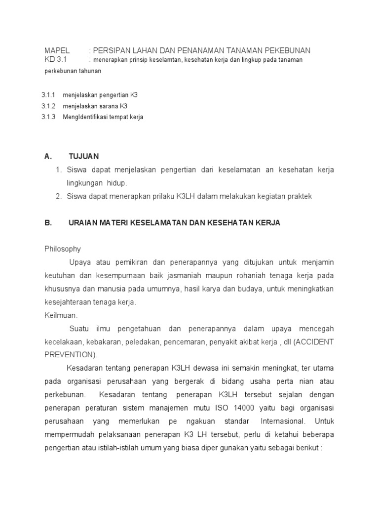 Materi 1 K3LH 21 | PDF