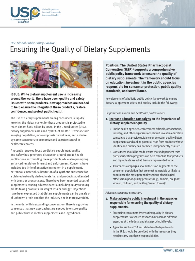 Ensuring The Quality of Dietary Supplements: USP Global Public Policy ...