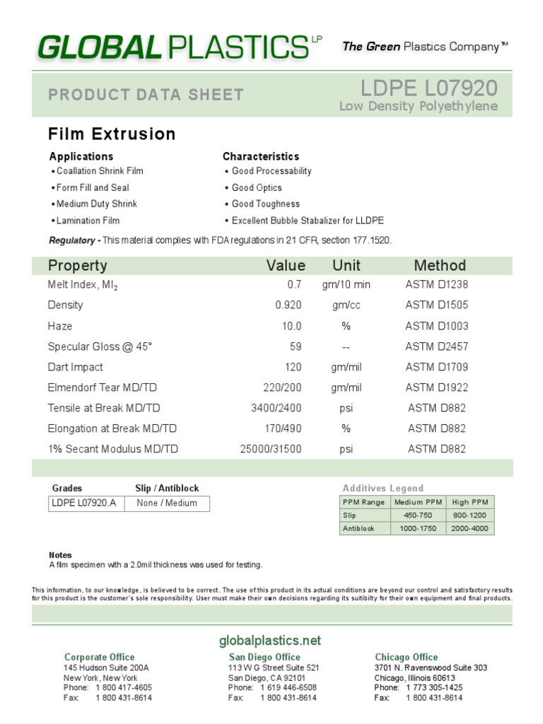 Ldpe L07920 | PDF | Building Materials | Chemistry