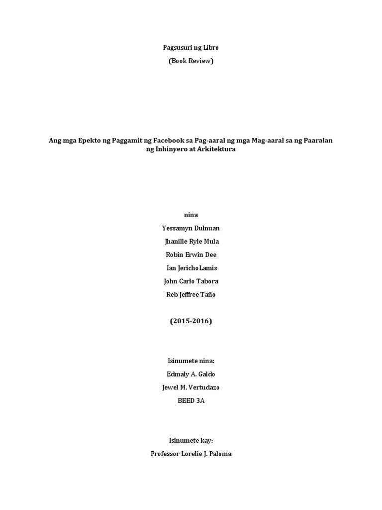 BOOK or THESIS REVIEW GALDOVERTUDAZO BEED 3A | PDF