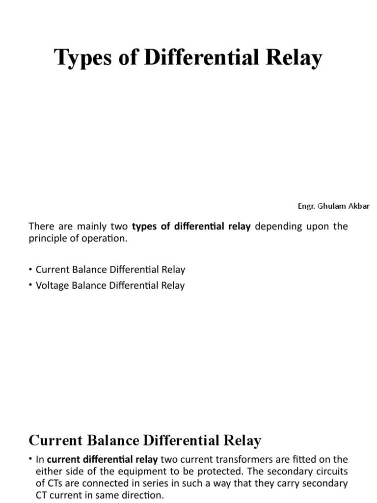 Types of Differential Relay | PDF | Transformer | Relay