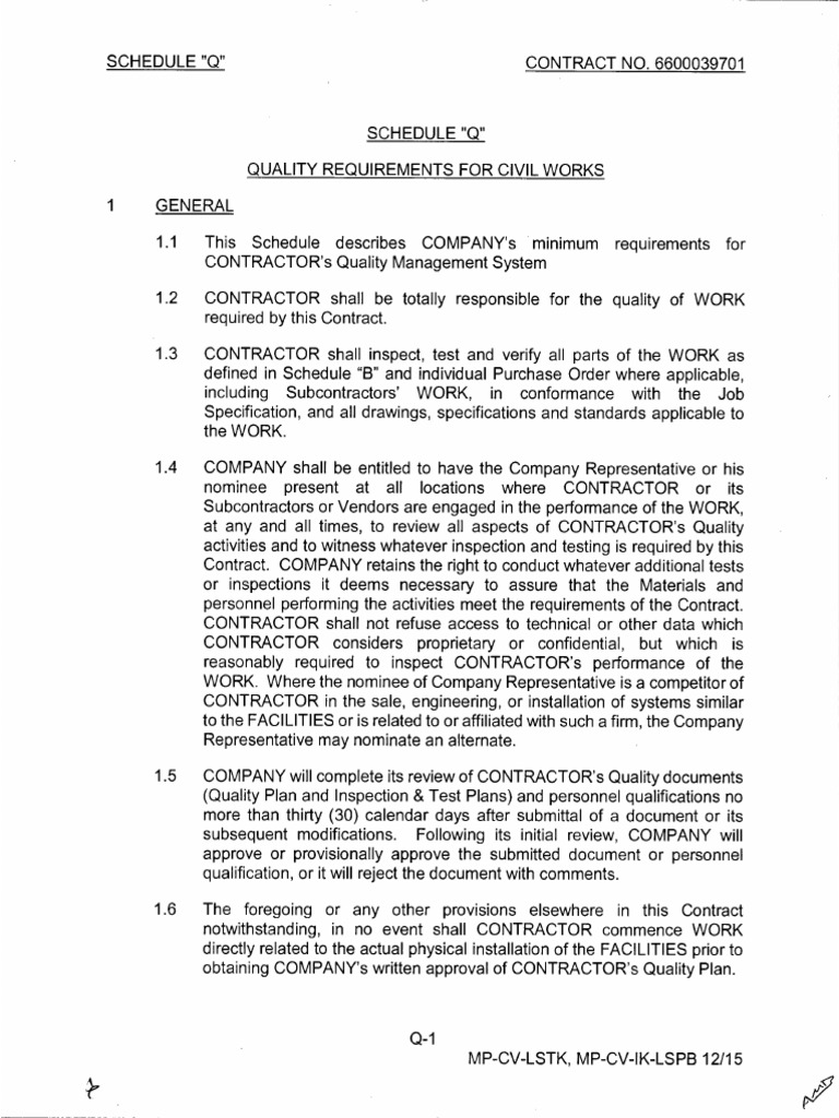 Schedule Q | PDF | Iso 9000 | Audit