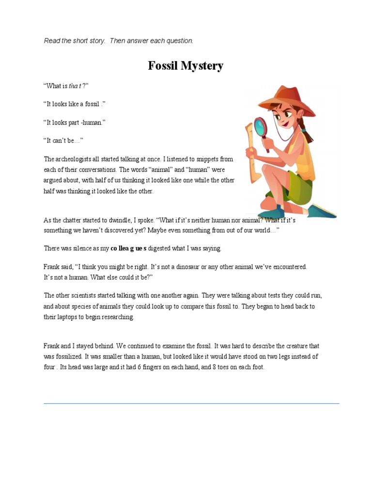 Fossil Mystery: Read The Short Story. Then Answer Each Question | PDF