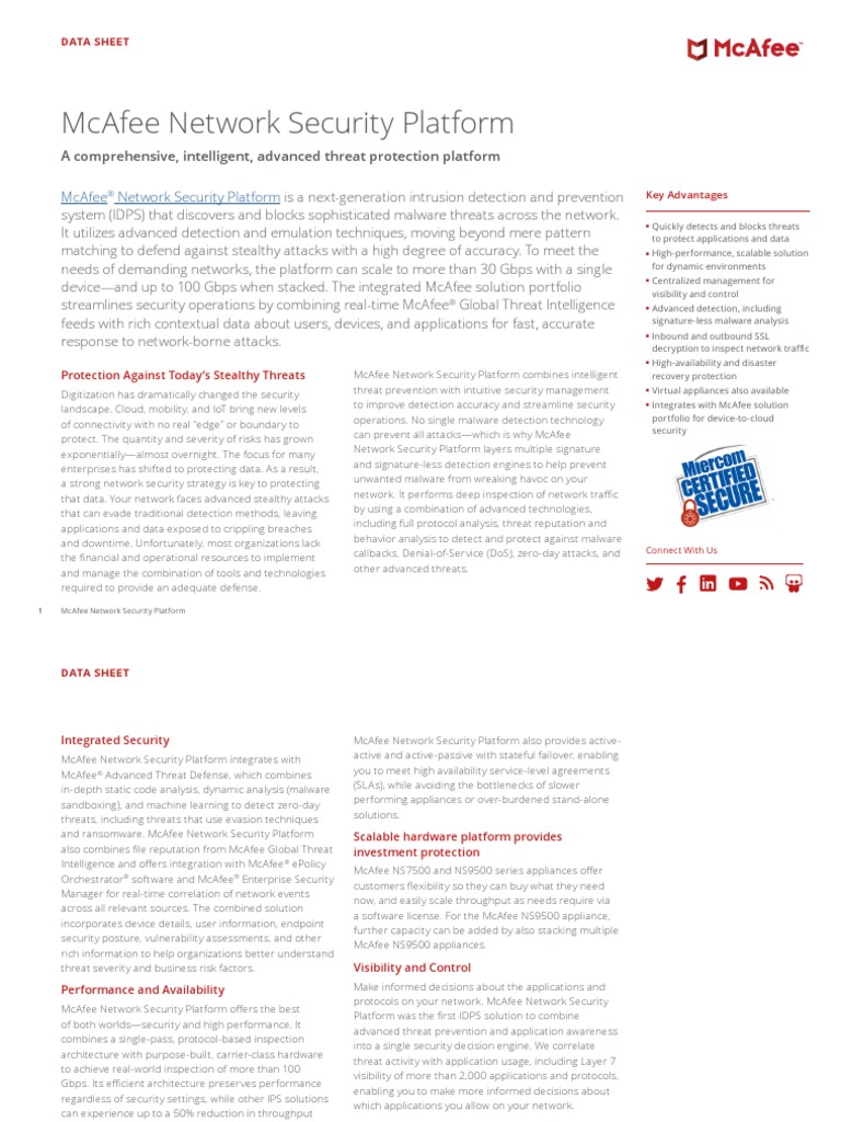 Mcafee Network Security Platform: A Comprehensive, Intelligent ...