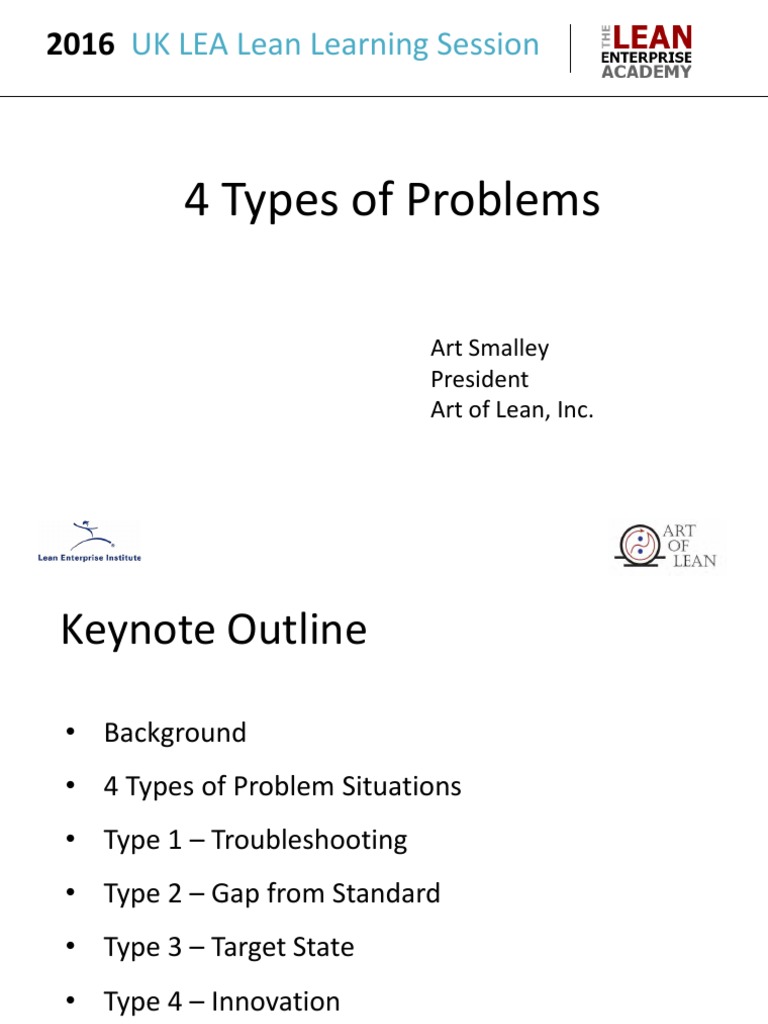 4 Types of Problems: UK LEA Lean Learning Session | PDF ...