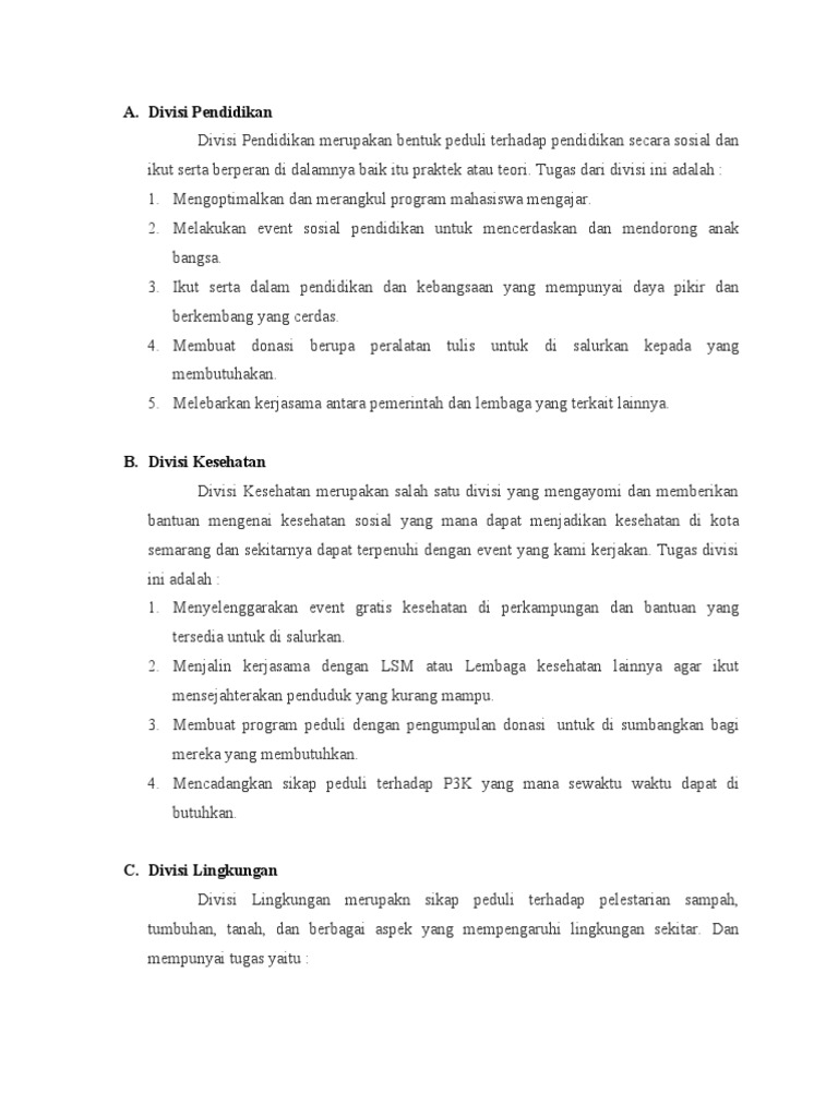 Tupoksi Divisi | PDF