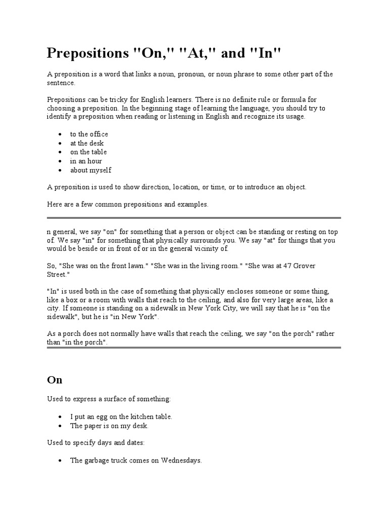 Prepositions | PDF | Preposition And Postposition | Linguistic Morphology