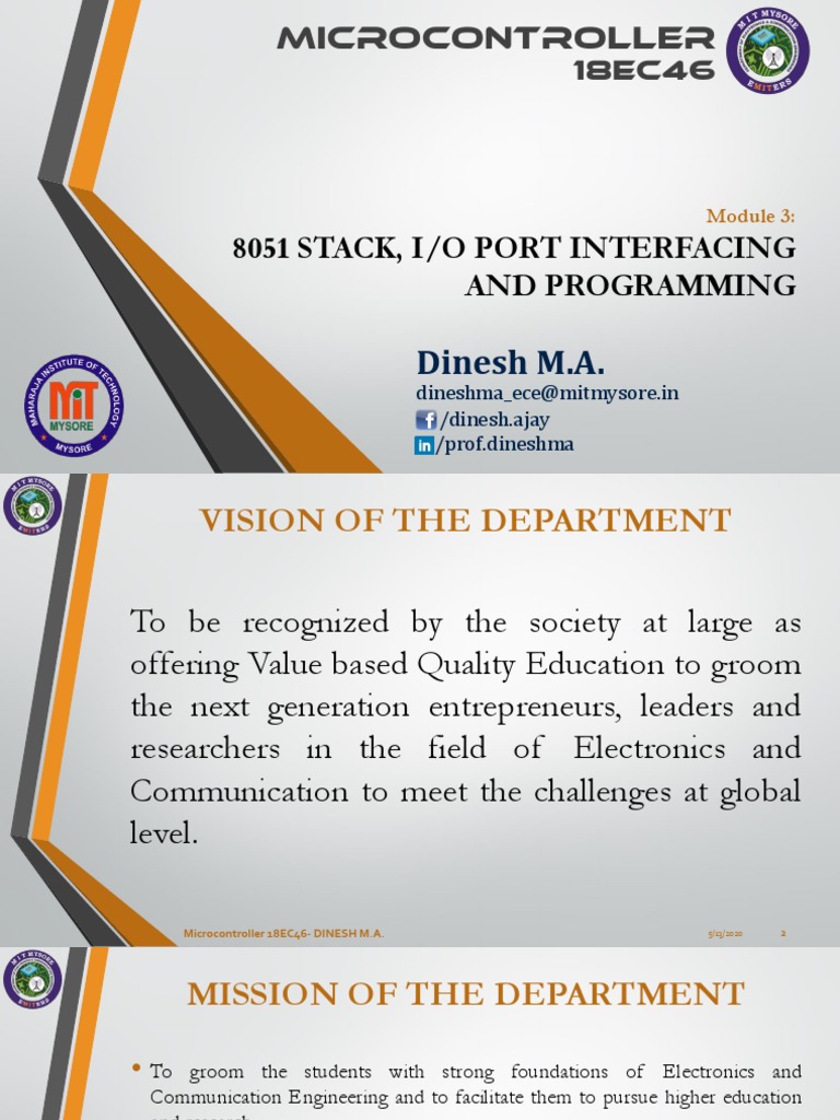 Microcontroller: 8051 Stack, I/O Port Interfacing and Programming | PDF ...