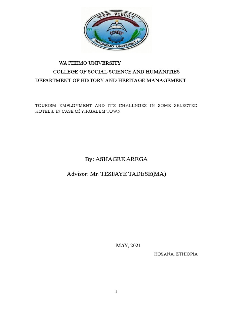 Wachemo University College of Social Science and Humanities Department ...
