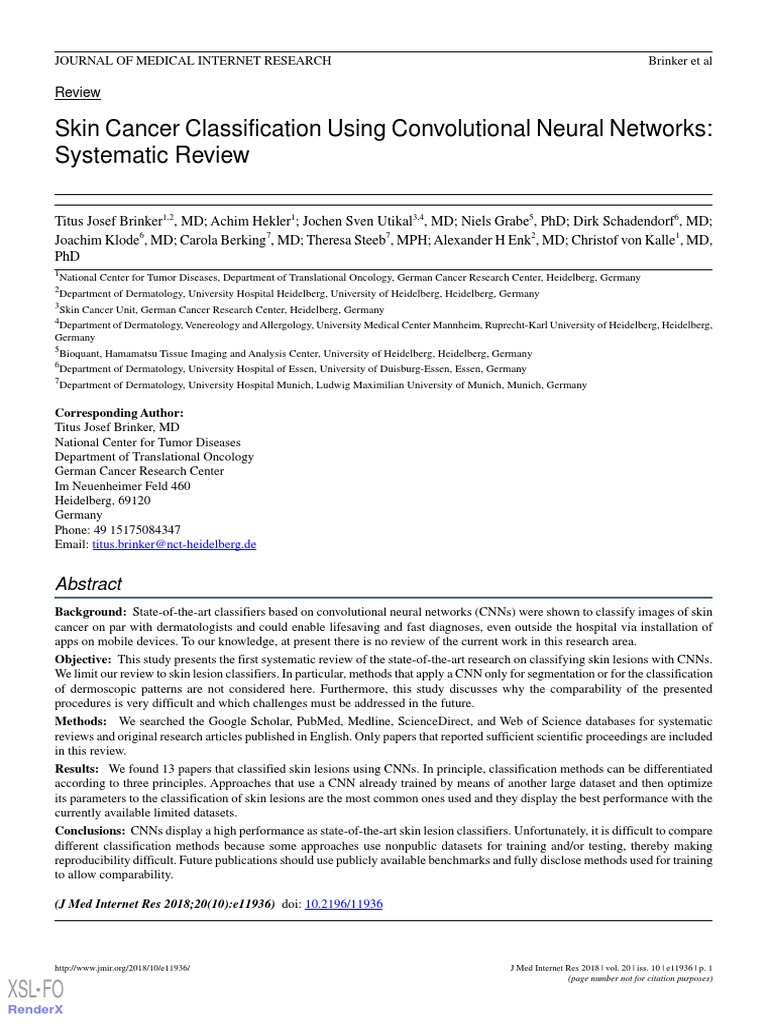 Skin Cancer Classification Using Convolutional Neural Networks | PDF ...