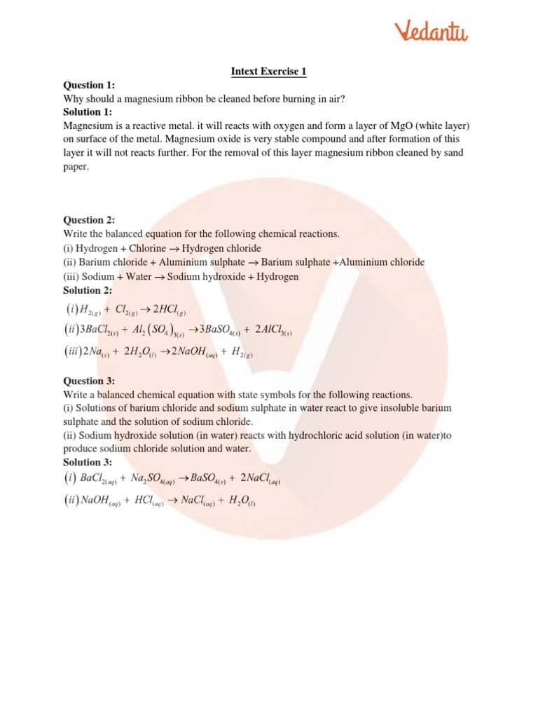 Ncert Solutions Class 10 Science Chapter 1 | PDF | Oxide | Chemical ...
