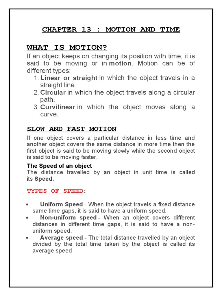 What Is Motion?: Chapter 13: Motion and Time | PDF