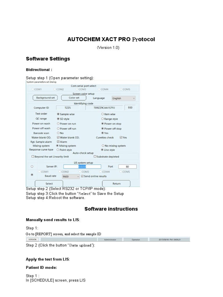 Autochem Xact Pro Lis Protocol | PDF | Transmission Control Protocol | Ascii