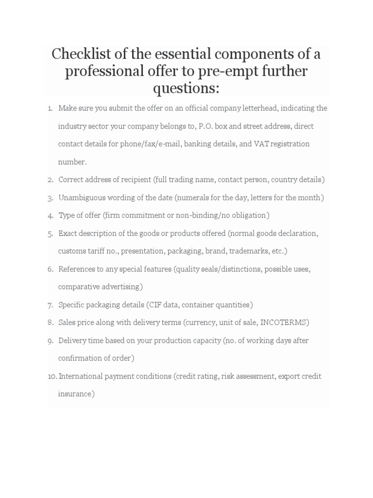 Export Offer Letter | PDF