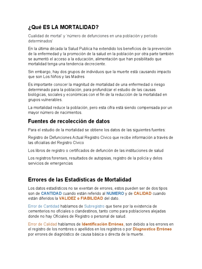 Qué ES LA MORTALIDAD | PDF