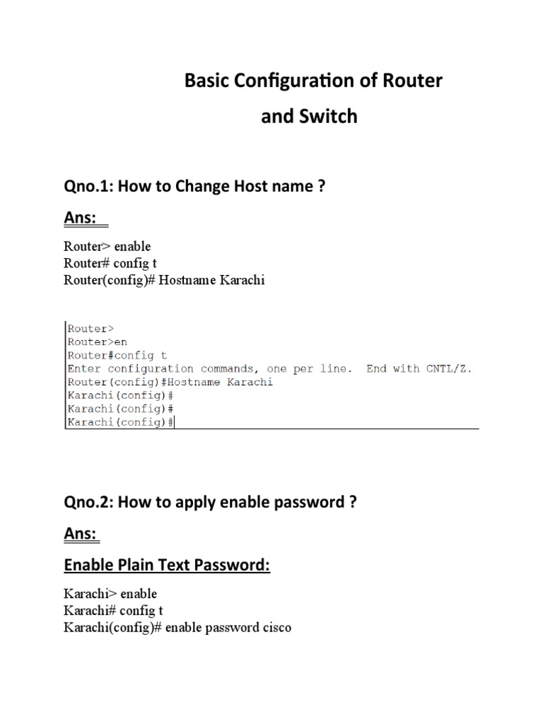 Basic Configuration of Router and Switch | PDF | Router (Computing) | Routing