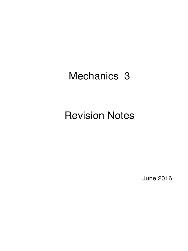 Edexcel M3 Notes | PDF | Force | Gravity