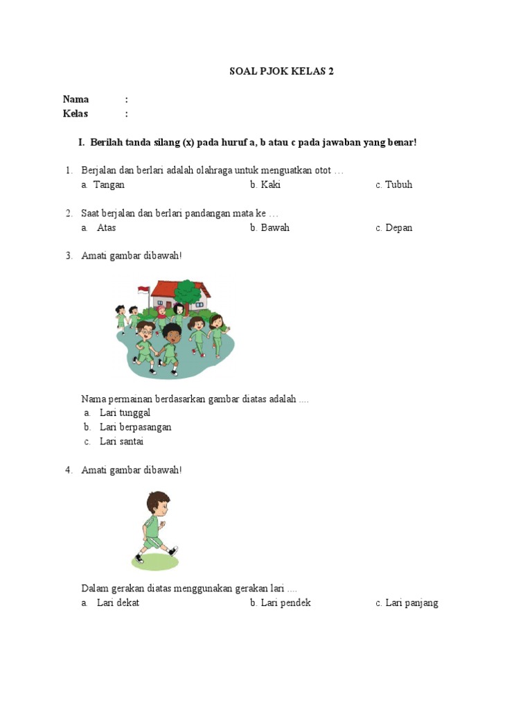 SOAL PJOK KELAS 2 SMTR 1 | PDF | Seni & Disiplin Bahasa
