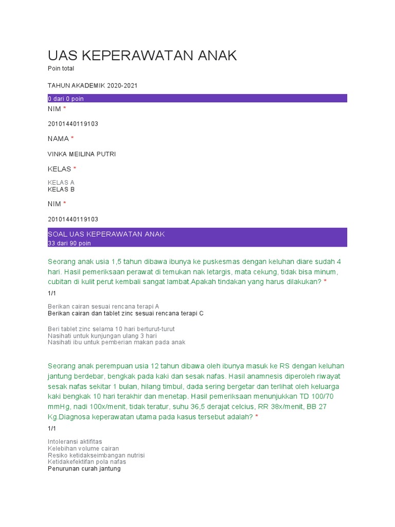 Uas Keperawatan Anak | PDF