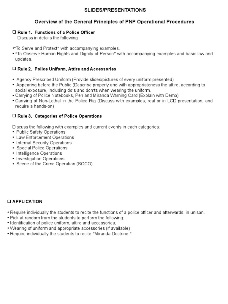 PNP Operational Procedures Overview | PDF