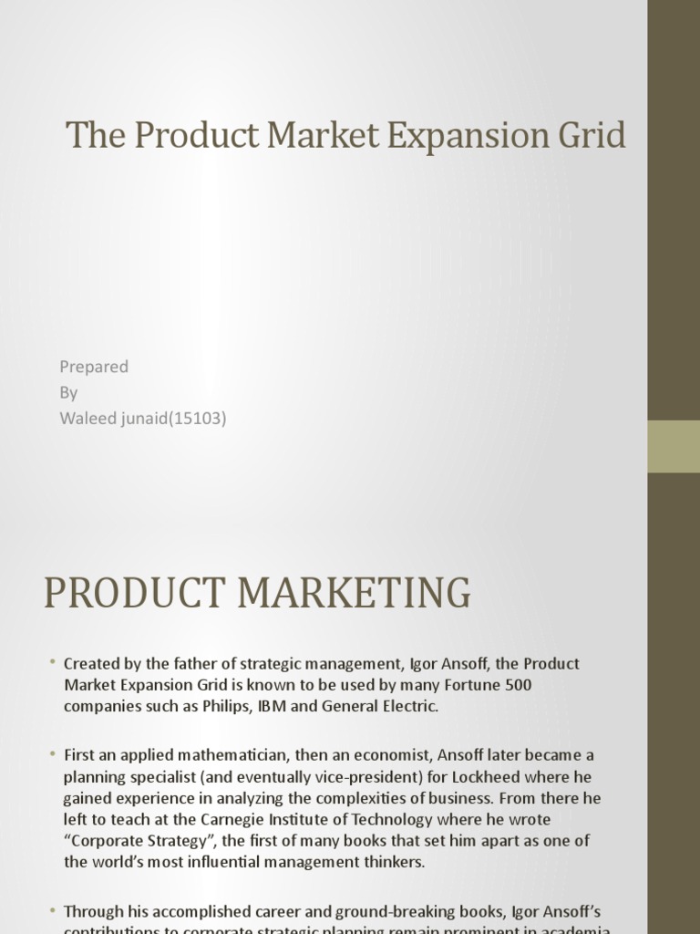The Product Market Expansion Grid | PDF | Public Sphere | Microeconomics