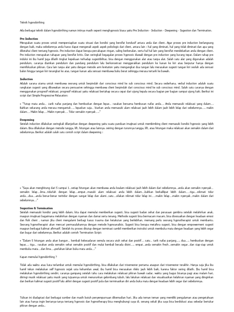 SCRIPT Hypnobirthing | PDF