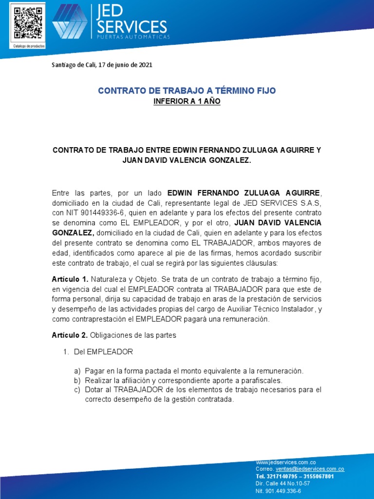 Contrato en Periodo de Prueba | PDF | Salario | Empleo