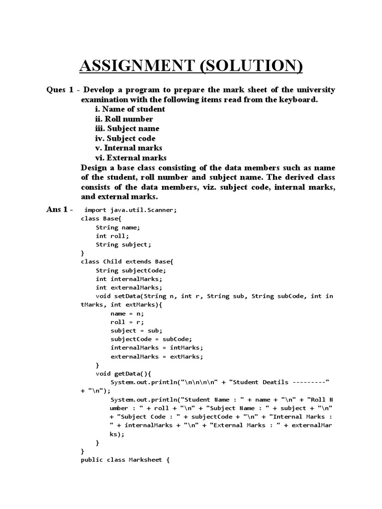 Java Assignment 4 Pdf Object Oriented Programming Programming Paradigms 