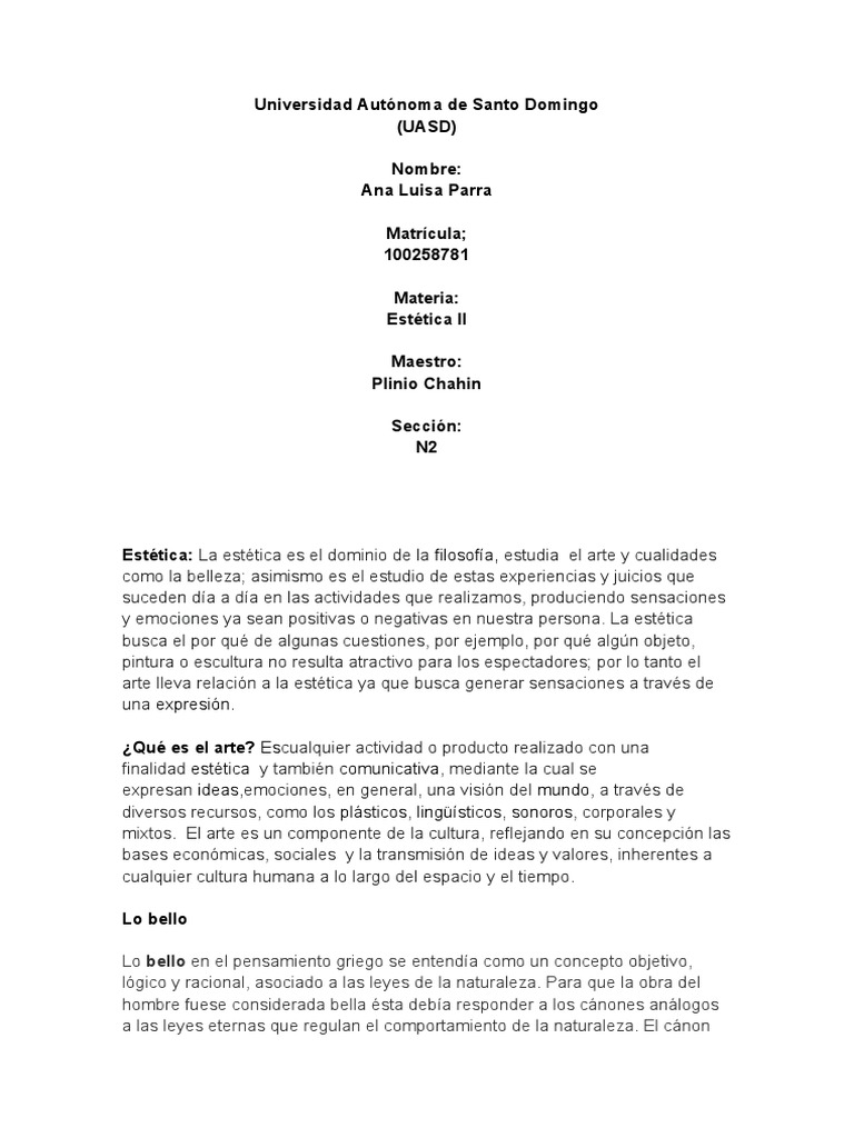 Belleza y fealdad en el arte | PDF | Estética | Conceptos psicologicos