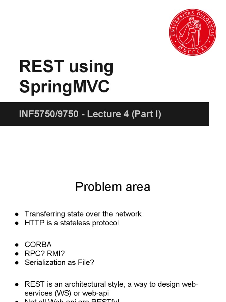Rest Using Springmvc: Inf5750/9750 - Lecture 4 (Part I) | PDF | Representational State Transfer ...