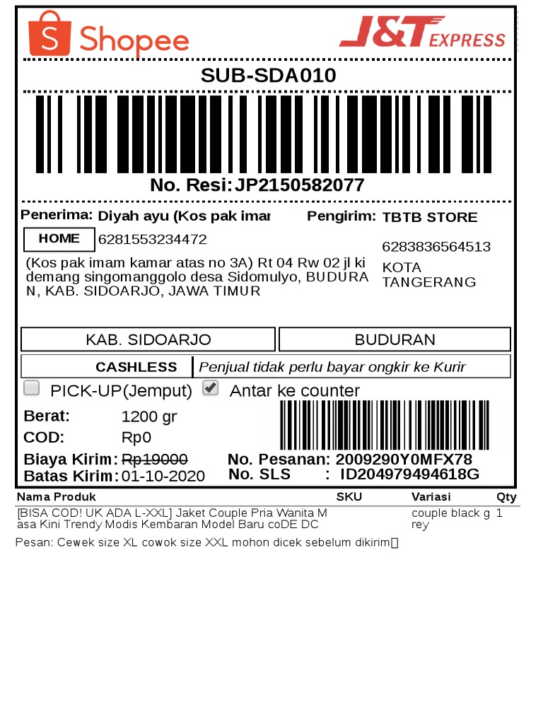 Shipping - label.J&T Express - 1 | PDF