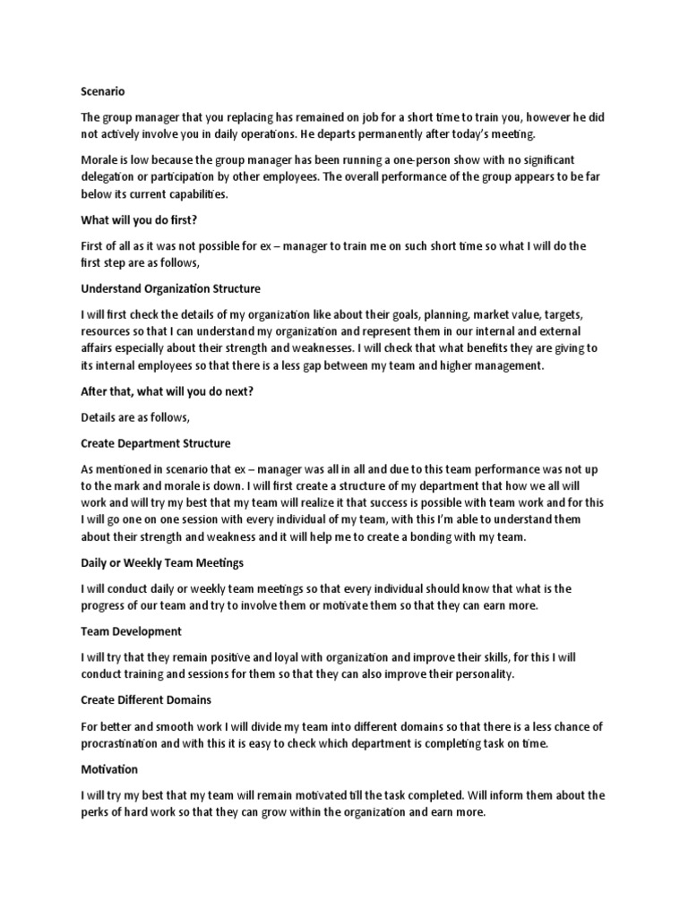 Management Assignment 1 (You Are The Manager) | PDF