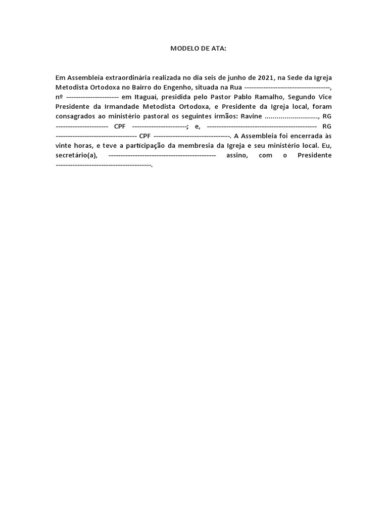 Modelo de Ata | PDF